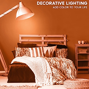 LUXRITE A19 Edison LED Orange Light Bulb, 4.5W (60W Equivalent), Colored Glass Filament, UL Listed, E26 Standard Base, Indoor Outdoor, Porch, Decoration, Party, Holiday, Event, Home Lighting