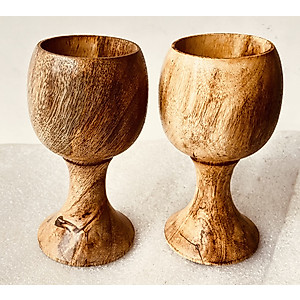 ALADEAN Wooden Goblet Cup 6" - Handmade Wood Vintage Chalice Wine Drinking Goblet Cup Gift 5oz Wood Cup for Congregations, Wedding Anniversary Party Christmas Eucharist, Kiddush Cup (1Pc)