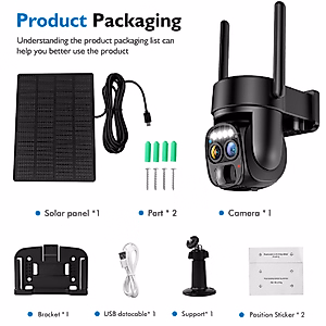 Hawkray Solar Security Wireless Outdoor Camera,8X Zoom,2K Resolution 360° Pan Tilt Control,WiFi Battery Powered Camera with Spotlight Siren PIR Motion Detection