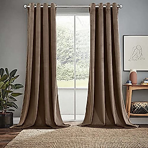 Royal Tradition Velvet Heavyweight Grommet Top Window Curtains, Set of 2 (52" Wx84 L) Solid Panels, Taupe