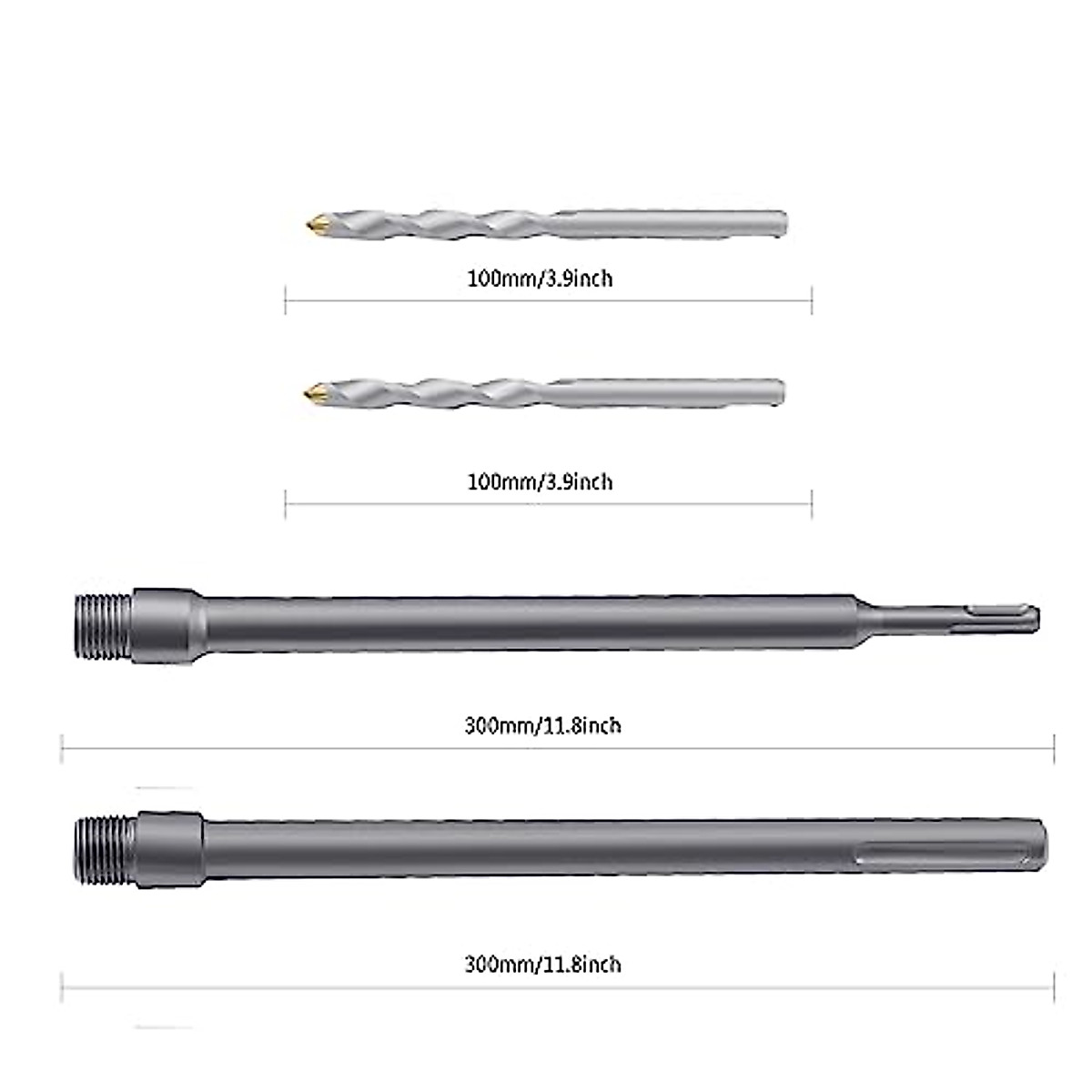 RVIQI 9PCS Concrete Hole Saw Set,Tungsten Steel SDS Plus Shank Masonry Wall Hole Opening Drill Bits for Brick, Concrete, Cement Stone