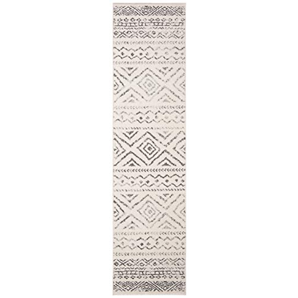 SAFAVIEH Tulum Collection 2' x 5' Ivory/Grey TUL267A Moroccan Boho Distressed Non-Shedding Living Room Bedroom Area Rug
