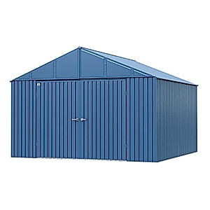 Arrow Shed Elite 12' x 12' Outdoor Lockable Gable Roof Steel Storage Shed Building, Blue Grey