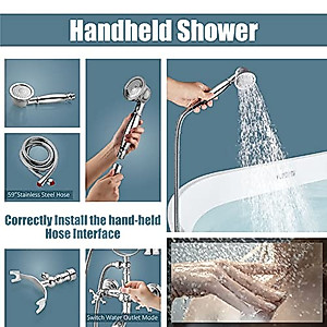 Aolemi Wall Mount Bathtub Faucet with Handheld Shower Polish Chrome Double Cross Handle Mixer Tap with Telephone Shaped Hand Sprayer Vintage Tub Filler