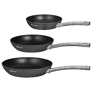 Cibeat Nonstick Frying Pan Set of 3, 8"+9.5"+11" Skillet Omelet Pan Chef's Pan with Stainless Steel Handle, Suitable for All Stove, PFOA Free