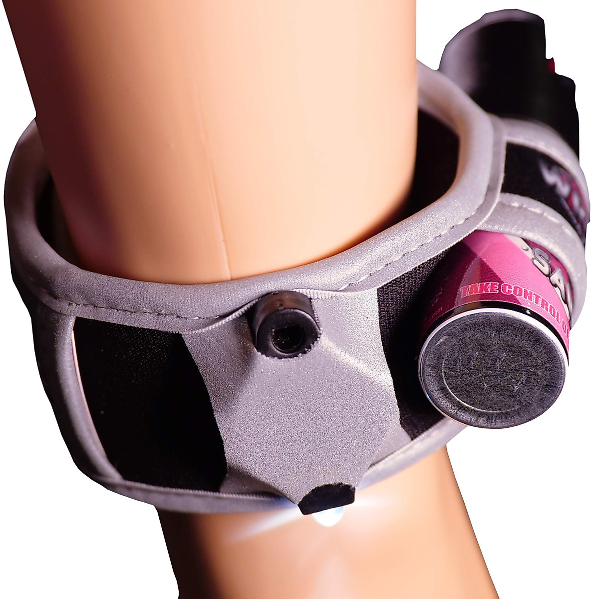 Wrist Saver Police Strength OC Pepper Spray for Running, Lightweight Compact Self Defense Wristband Ideal for Women Runners, Joggers & Walkers w/ID Card, LED Light & Reflective Edging