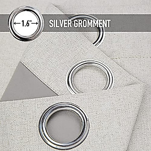 100% Blackout Linen Curtains 50" W x 84" L 2 Panels Set,Thermal Insulated Full Light Blackout Curtains for Bedroom/Living Room,Beige