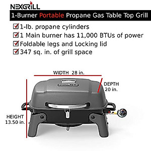 Nexgrill 1-Burner Portable Propane Gas Table Top Grill in Black