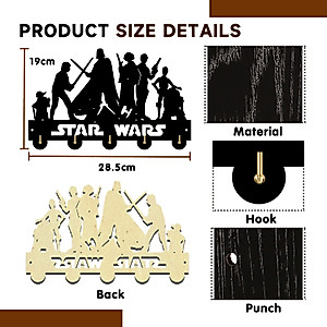 KingLive Stars Key Holder for Wall Wars Theme Entryway Key Hook Stars & Warplanes Key Hanging Rack with 5 Hooks, Easy Install Key Holder for Wall Mount Keyrack Organizes, Star/Wars Gifts for Men