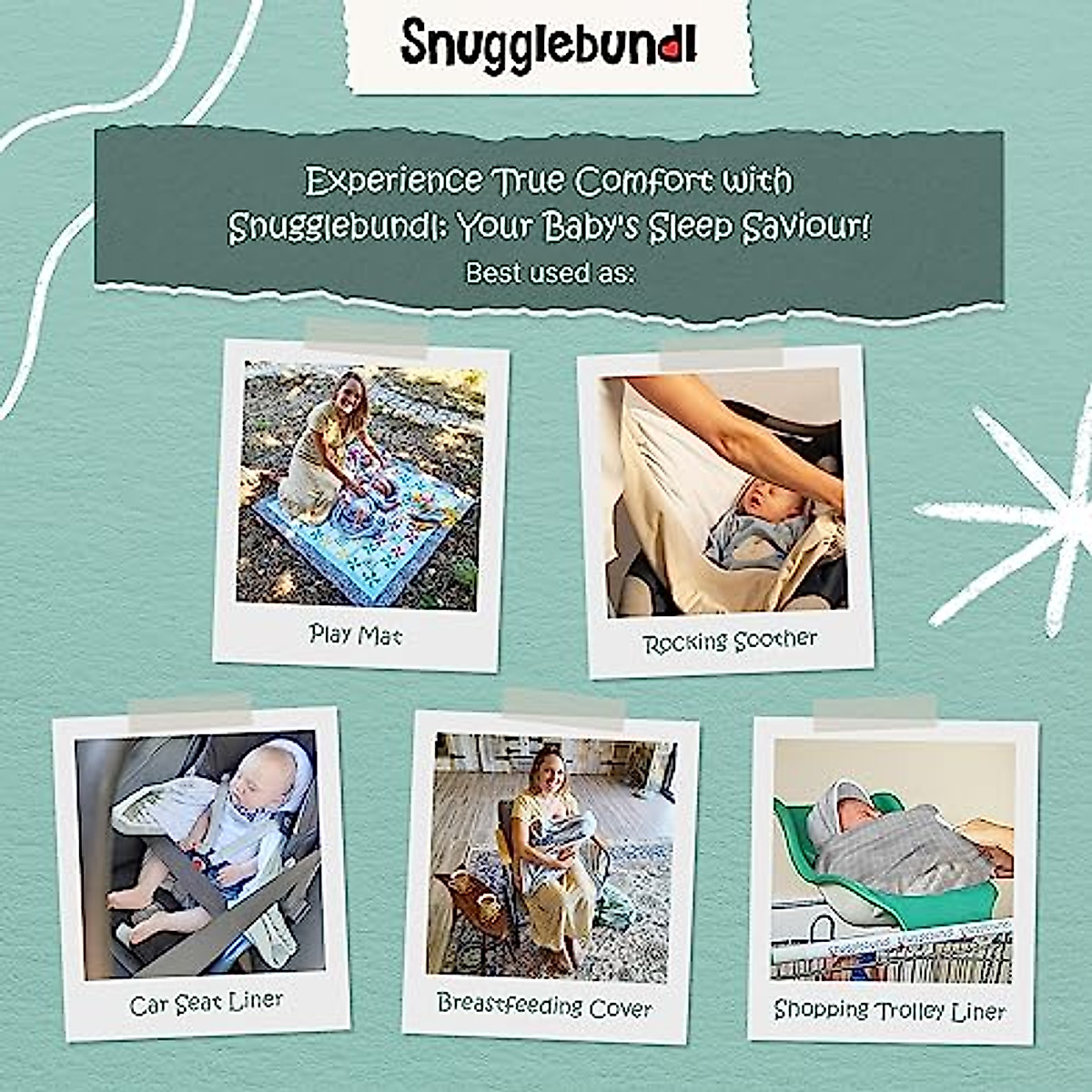 Snugglebundl – Move Without Waking | Organic Cotton | Best Baby Travel System | Elective C-Section (Baby Bumble, Lightweight, Baby Haze)
