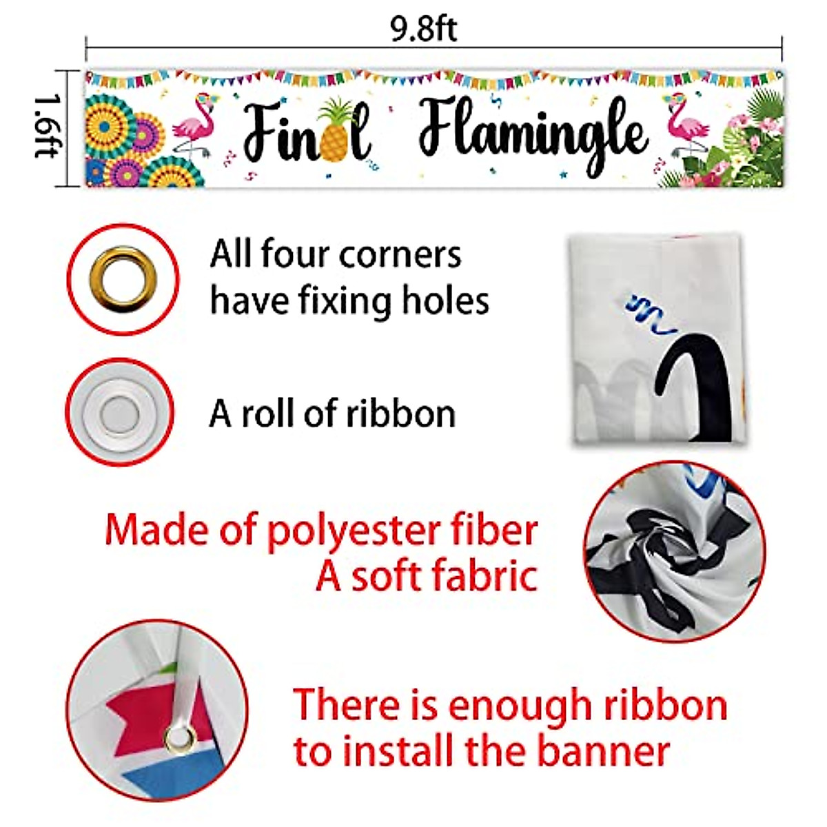 WHPCT Final Flamingle Banner,Flamingo Hanging Banner,Flamingo Bachelorette Party Decorations,Flamingo Bachelorette Party Favors Yard Lawn Sign,9.8X1.6 Ft, White, 9.8Ft X 1.6Ft