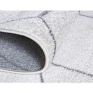 Unique Loom Trellis Frieze Collection Area Rug - Geometric (3' x 5' Oval, Ivory/ Gray)