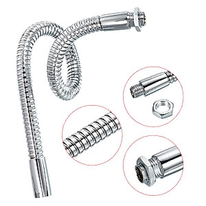 PATIKIL 11.8" Universal Gooseneck Hose, 2Pcs M10 Fine Thread Metal Bendable Hose Flexible Arm Gooseneck Tube Extension for Multifunction DIY, Silver Tone