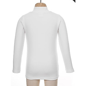 Jizyo Kids Boys Girls Thermal Underwear Tops Basic Long Sleeve Turtleneck Undershirts Baselayer T-Shirts Sweater Tops White 9-10 Years