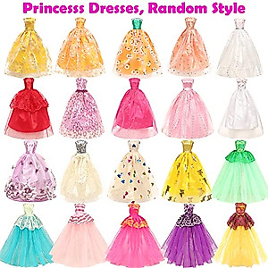 BARWA 57 Pack Doll Clothes and Accessories 5 Fashion Dresses 4 Tops 4 Pants Outfits 3 Wedding Gown Dresses 3 Swimsuits Bikini 5 Mini Dresses, 10 Hangers 15 Shoes Computer Cosmetic for 11.5 inch Doll