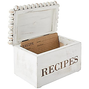 Mud Pie White Beaded Recipe Box, 4 1/2" x 6 1/2" | Card 3 1/2" x 5 1/2"
