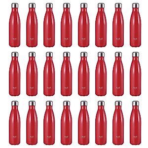 MEPRA AZB200693S7 17 oz Insulated Stainless Steel Water Bottle with Screw Lid, Keeps Drinks Cold and Hot for 12 Hours, Dishwasher Safe, Red (Pack of 24)
