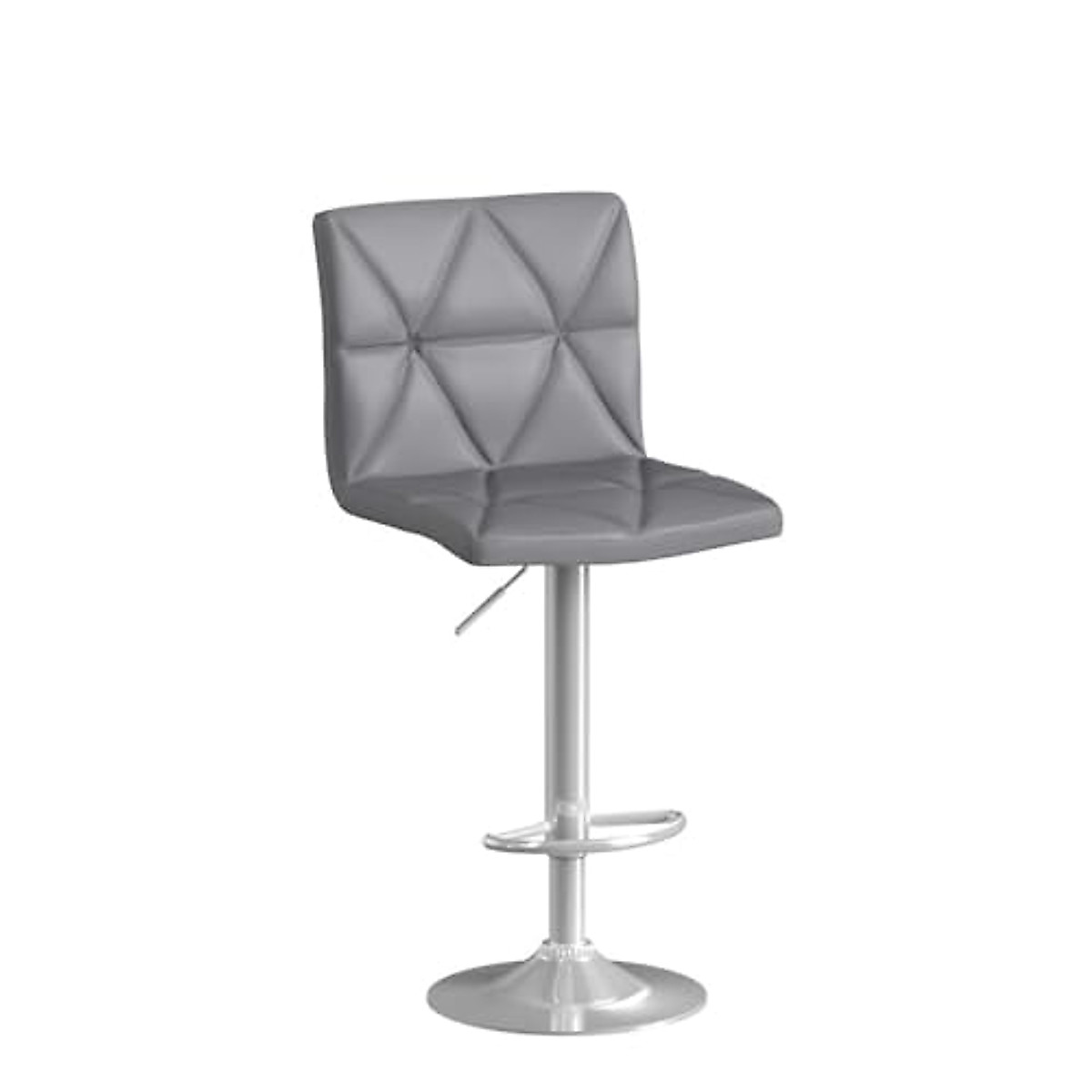 Leader Accessories Bar Stool, Hydraulic Square Back Diagonal Line Adjustable Bar Stools, Set of 2 (Light Grey)