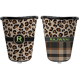 RNK Shops Granite Leopard Waste Basket - Double Sided (Black) (Personalized)