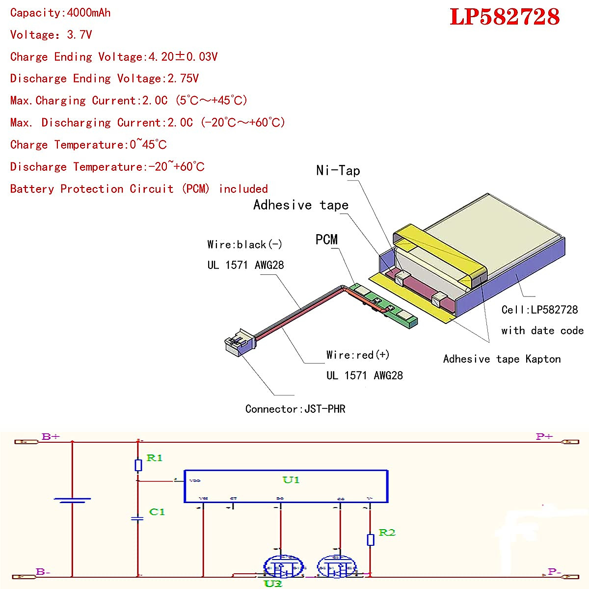 Liter energybattery 3.7V Lipo Battery 400mAh Rechargeable Lithium ion Polymer Battery 582728 Lithium Polymer ion Battery with JST Connector