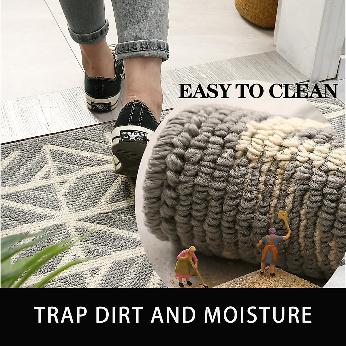 HISKFUN Door Mat, Indoor Outdoor Door Mats, Non-Slip, Dirt Resist, Low-Profile Entrance Mat for Home, Garden, Garage(Morocco, 32" x 40")