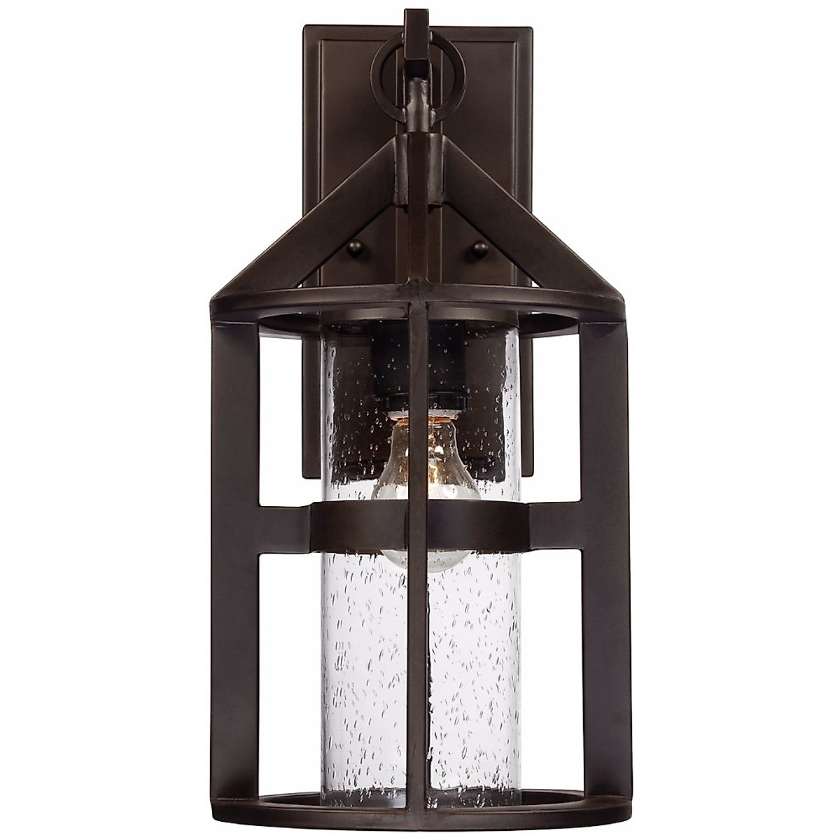John Timberland Argentine Rustic Farmhouse Outdoor Wall Light Fixture Bronze 17" Clear Seedy Cylinder Glass for Exterior Barn Deck House Porch Yard Patio Outside Garage Front Door Garden Home