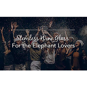 C & M Personal Gifts Elephant Stemless Wine Glass 17 Ounces, Laser Engraved, Crystal, Lead-free