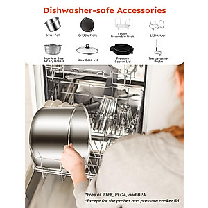 Nuwave Duet Electric Pressure Cooker & Air Fryer Combo, 450 IN 1 Slow Cooker & Grill with Integrated Digital Temp Probe, 6qt SS Pot, Adjustable High/Low Pressure, Built-in Sure-Lock Safety Tech