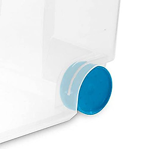 Sterilite 120 Quart Clear Plastic Wheeled Storage Container Box Bin with Air Tight Gasket Seal Latching Lid Long Term Organizing Solution, (6 Pack)