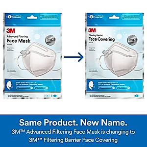 3M Filtering Barrier Face Covering, Soft, Breathable Materials, Convenient & Disposable, One Size, 5-pack