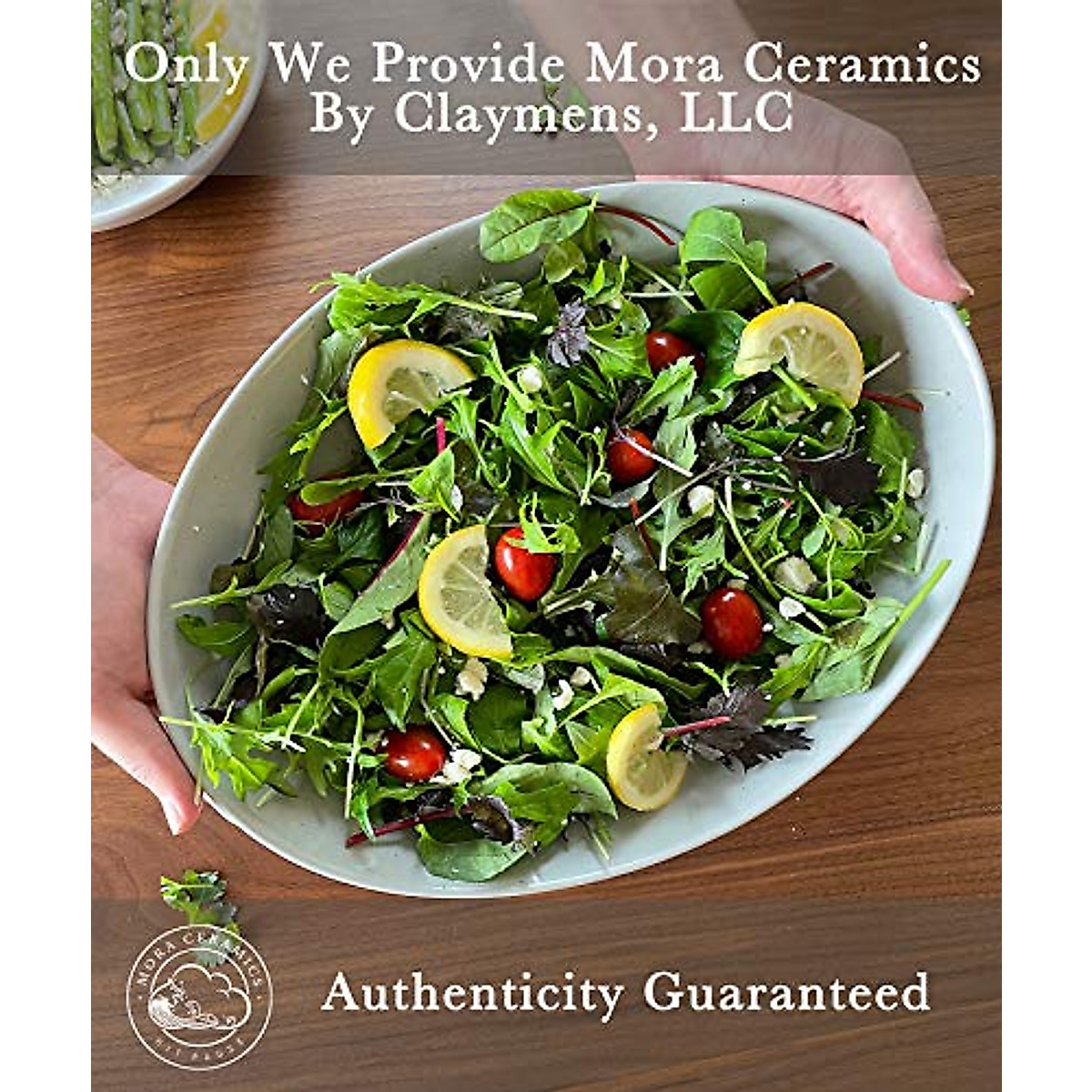 Mora Ceramic Large Serving Bowls- Set of 2 Oval Platters for Entertaining. Modern Kitchen Dishes for Dinner, Fruit, Salad, Turkey, etc. Oven, Dishwasher Safe, 55/35 oz, 13.5" / 11.8" - Earl Grey