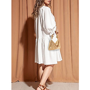 Yokawe Rhinestone Purses for Women Evening Bag Sparkly Hobo Bag Silver Handbag Vacation Club Party Wedding Clutch (Gold)