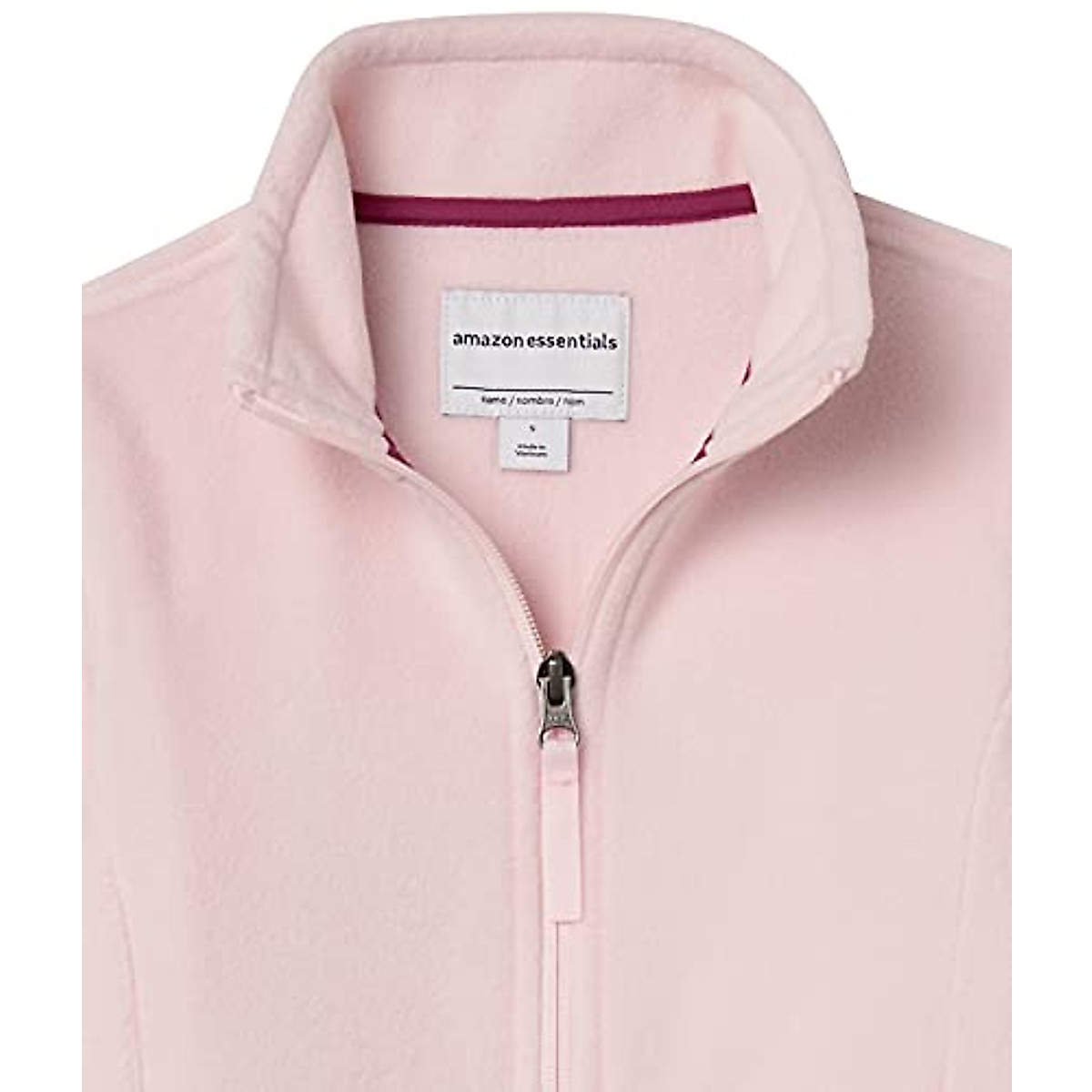 Amazon Essentials Girls' Polar Fleece Full-Zip Mock Jacket, Light Pink, Large
