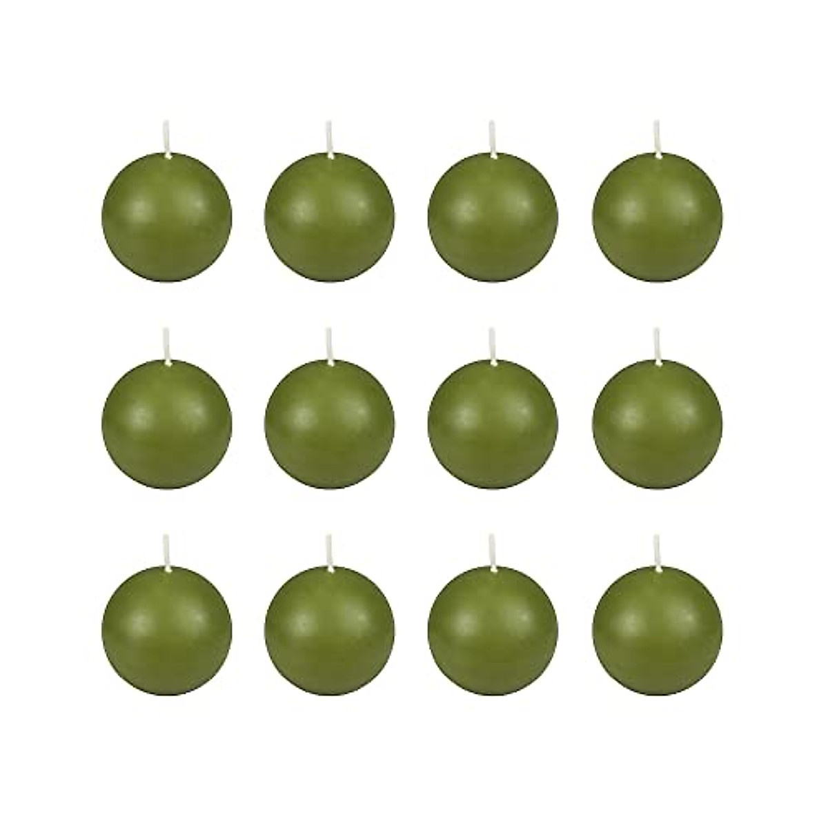Zest Candle 12-Piece Ball Candles, 2-Inch, Sage Green
