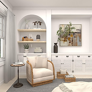 Deco 79 Seagrass Handmade Decorative and Functional Storage Basket Basket Organizer with Handles, Set of 4 Basket for Storage 16", 14", 12", 10"W, Light Brown