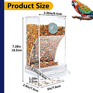 VERTUPET No Mess Bird Feeders and 3PCS Bird Food Stainless Steel Holders, Anti Spill Bird Feeder Parrot Automatic Feeder Hanging Vegetable Stick Skewer for Budgies Canary Cockatiel Finch