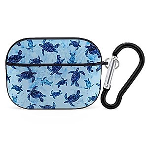 Blue Turtle Animals Airpods Pro Case Bluetooth Fashion Portable Shockproof and Anti-Scratch Headphone Charging Case Protective Case for Airpods Pro with Keychain Chain Gift Unisex