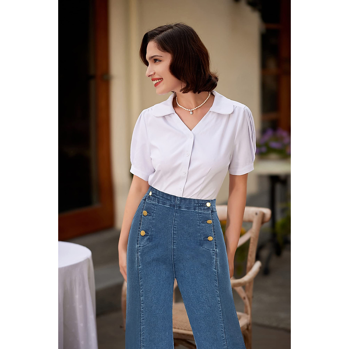 Belle Poque Womens Flare Jeans High Waisted Wide Leg Baggy Jean for Women Stretch Denim Pants Size 8 Size 10 Light Blue