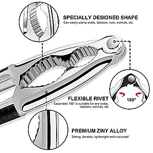 FECILA 5 Pcs Crab Crackers and tools Set - Seafood tools Set Crab leg Crackers Lobster Nut Crackers Opener Home Kitchen Parties Tools, Black