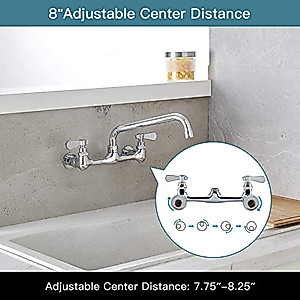 Evolvegoods Kitchen Sink Faucet with 10 Inch Swivel Spout Commercial Centerset Sink 2 Handle Polished Chrome Utility Laundry Restaurant rv Kitchen Faucets Wall Mount