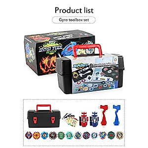 Battling Tops Box Set, Burst Gyro Toys 12 Spinning Tops + 2 Launchers + Stickers Combat Battling Game with Portable Box Gift for Kids Children Boys 499