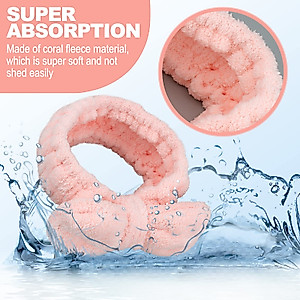 ACO-UINT 6Pcs Spa Headbands and Wrist Washband Set, Pink Headband for Washing Face Towel Wristbands Make Up Headbands, Microfiber Hair Band Skincare Headbands Absorbent Wrist Sweatband for Women