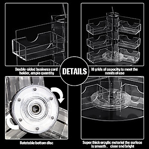 Qunclay Acrylic Rotating Business Card Holder 18 Pocket Sticker Display Organizer Multiple Spinning Clear Countertop Business Card Stand for Office