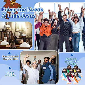 Bememo 12 Pcs Mini Jesus Figures Easter Original Little Jesus Figures Rubber Pocket Toys to Hide and Seek Religious Party Favors Sunday School Baptism Gifts(Rainbow Colors)