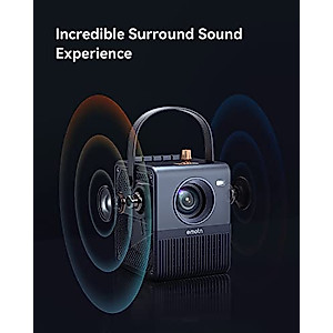 Outdoor Projector, Emotn H1 Portable Projector with Rechargeable Battery, Native 1080P HD Mini Projector with WiFi and Bluetooth, 250 ANSI Lumen 240" Display Movie Projector for Home Theater