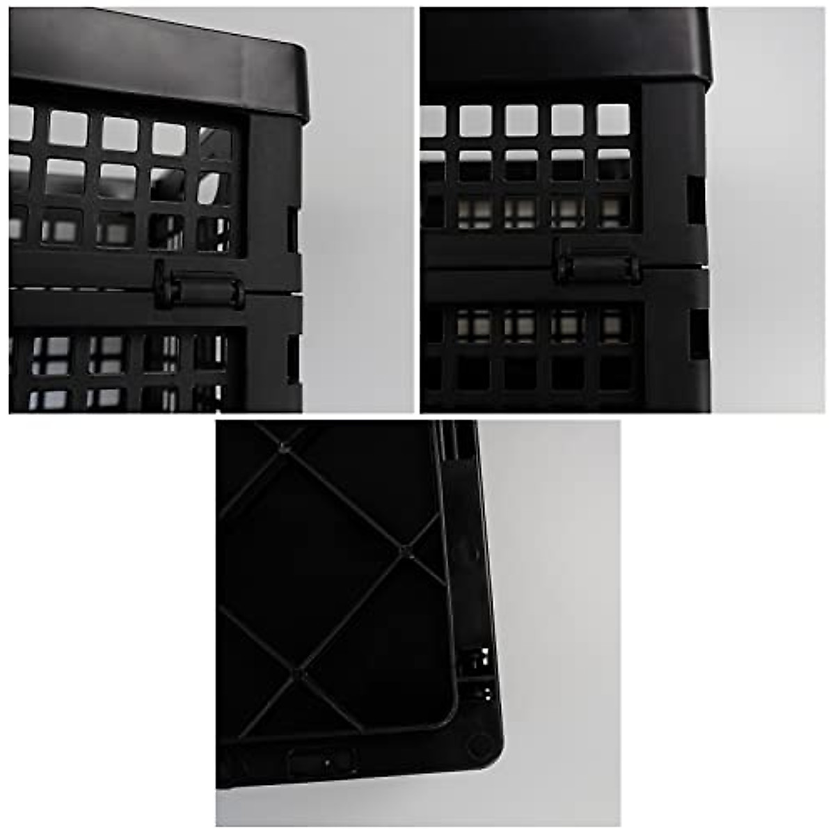 Zopnny 4 Packs Collapsible Milk Crates, 15 L Plastic Stackable Storage Bins Utility Folding Baskets, f