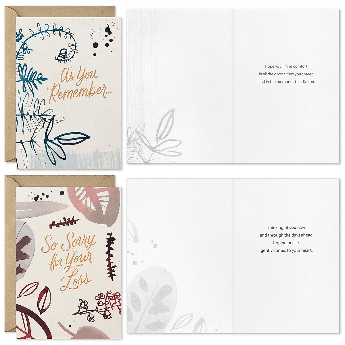 Hallmark Sympathy Card Assortment (16 Cards with Envelopes, 4 Designs) Minimalist Nature