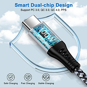 Pixel 100W Type C to Type C Cable for Google Pixel 9 8a 8 Pro 7a 7 Pro 6, 6ft PD 5A Fast Charging USB C to USB C Cable Nylon Braided Type C Cable for iPhone 16 15,Samsung S25 S24 S23 S22 A55 A15 A54