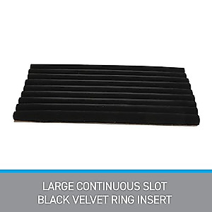 SSWBasics Large Continuous Slot Black Velvet Ring Insert - 14-1/4"L x 7-1/2"W - Holds up to 100 Rings