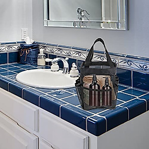 Zerodeko Mesh Shower Caddy Tote, 8 Storage Pocket Handle Bath Organizer Large Shower Caddy Basket Portable Quick Dry Hanging Toiletry Bag for Bathroom Travel Beach